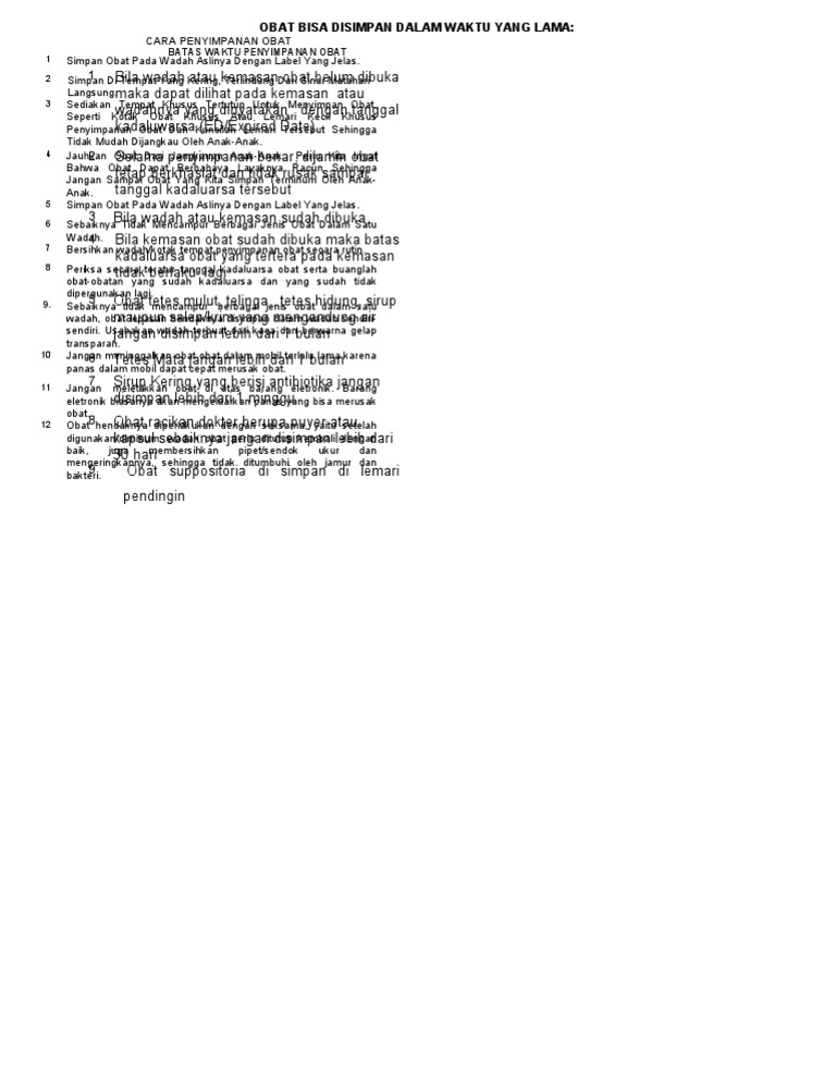 Cara Penyimpanan Obat Pdf