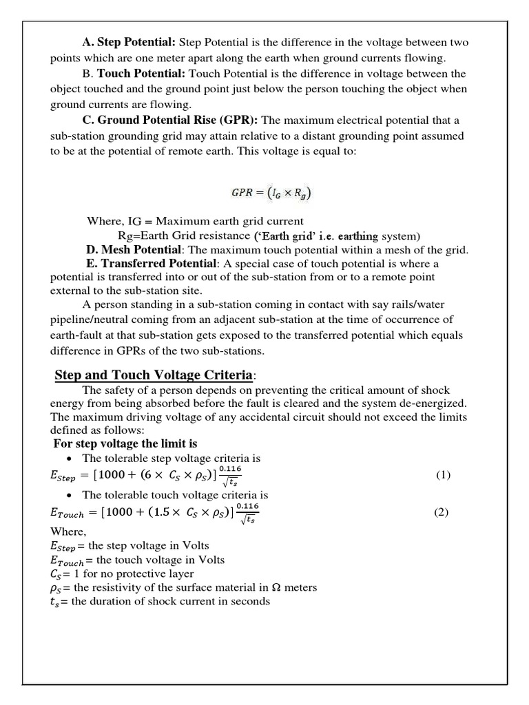 Step and Touch Voltage Criteria | PDF | Electric Arc | Electrical ...