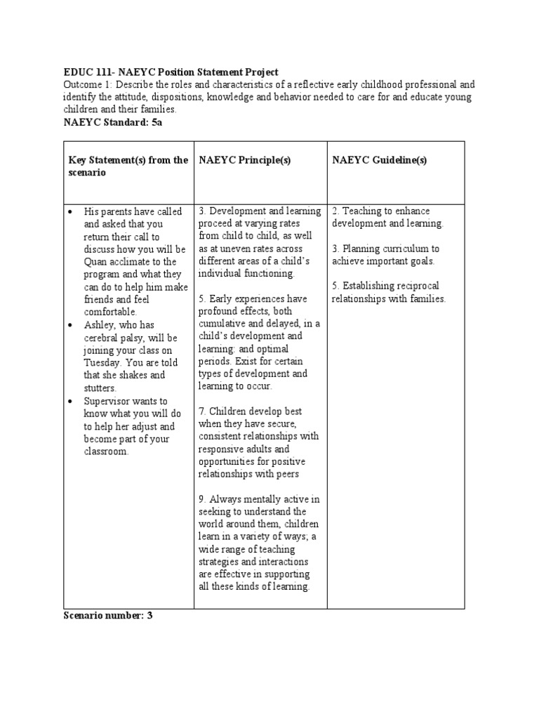 NAEYC Position Statement Insights | PDF | Early Childhood Education ...