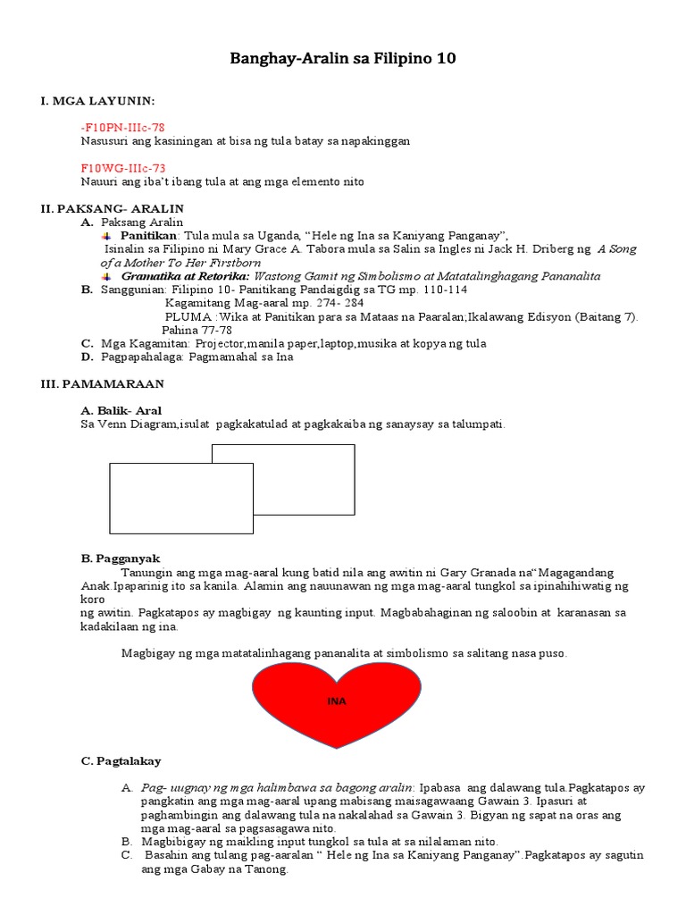 Banghay Aralin Sa Filipino 10 | PDF