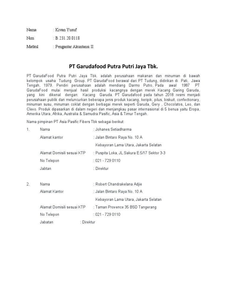 Laporan Keuangan PT Garudafood 2019 | PDF
