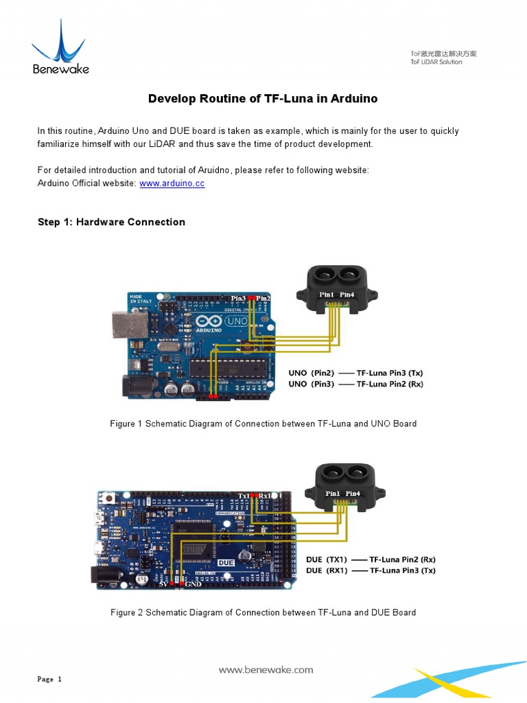 Develop Routine of TF-Luna in Arduino: Step 1: Hardware Connection ...