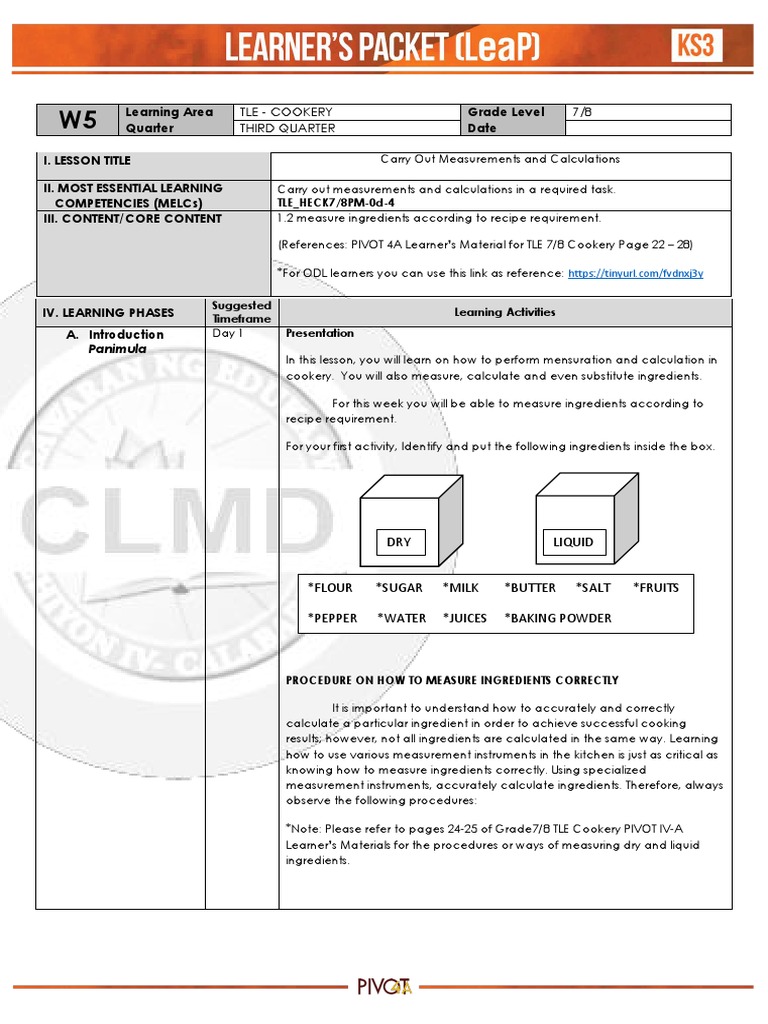 Tle - Cookery 7/8 Third Quarter | PDF | Cooking | Foods