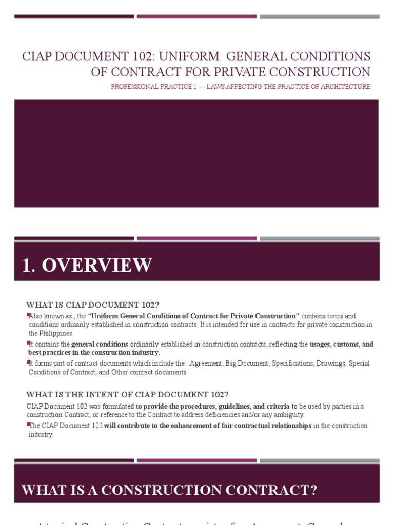 Ciap Document 102: Uniform General Conditions of Contract For Private Construction | PDF ...
