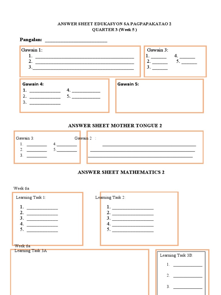 Grade 2 Answer Sheet 2025 | PDF