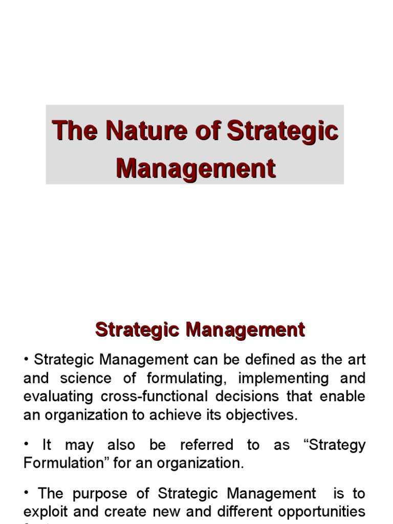 nature of Strategic Management | Strategic Management | Strategic Planning