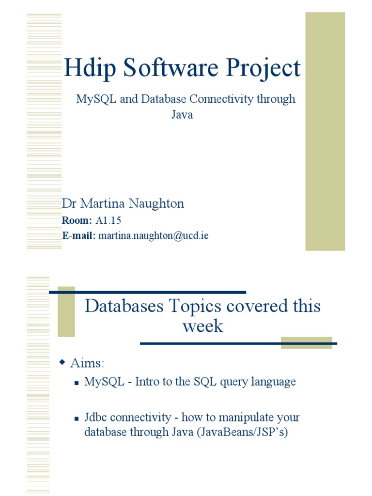 Hdip Software Project: DR Martina Naughton | PDF | My Sql | Databases