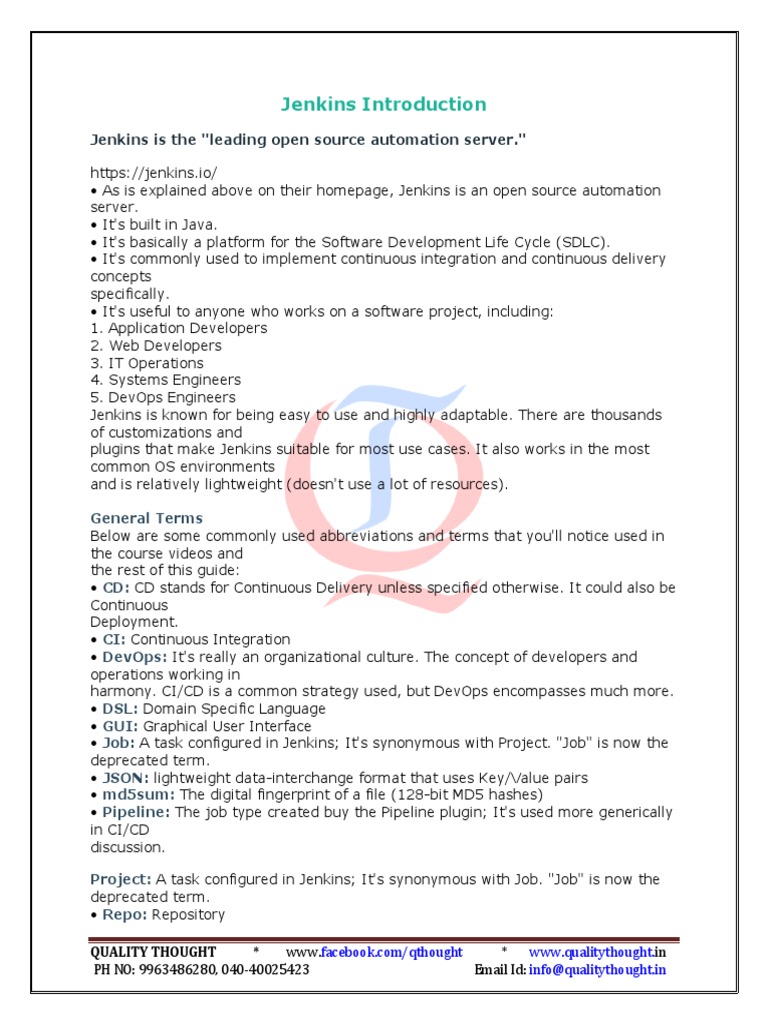Jenkins Introduction: Jenkins Is The "Leading Open Source Automation Server." | PDF | Version ...