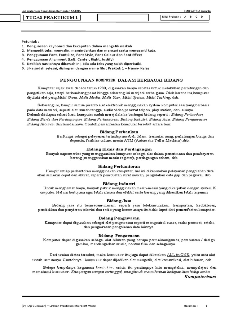 Praktek 1 - Regina Kaawoan-Aplikasi Komputer 1 | PDF