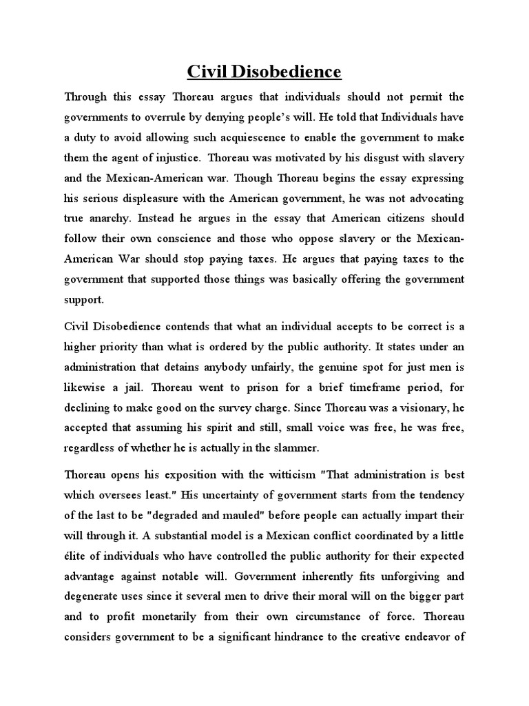 Thoreau's Civil Disobedience Explained | PDF | Civil Disobedience ...