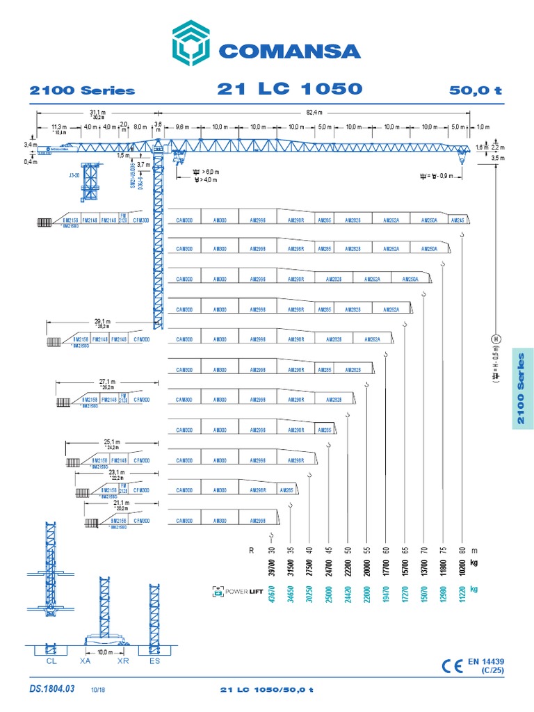 21lc1050 50t Comansa Flat Top Tower Crane | PDF