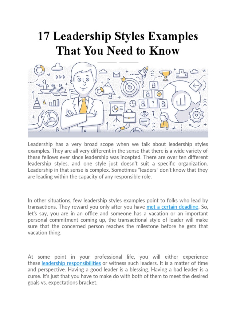 17 Leadership Styles Examples That You Need To Know | PDF | Servant ...