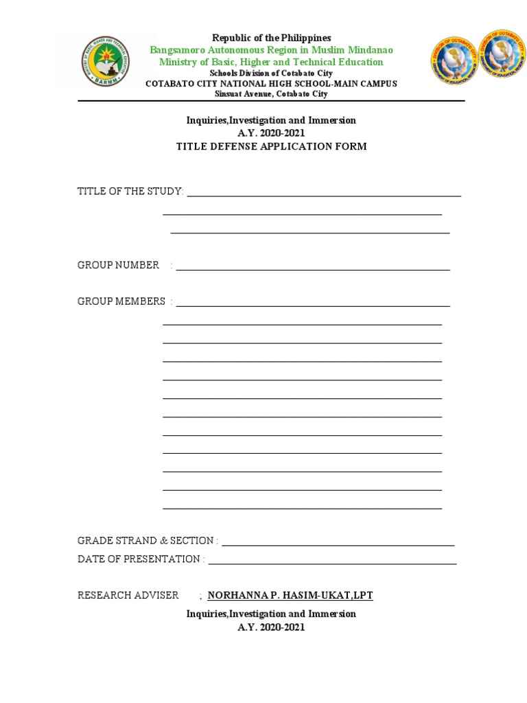 Research Defend Forms | PDF | Mindanao