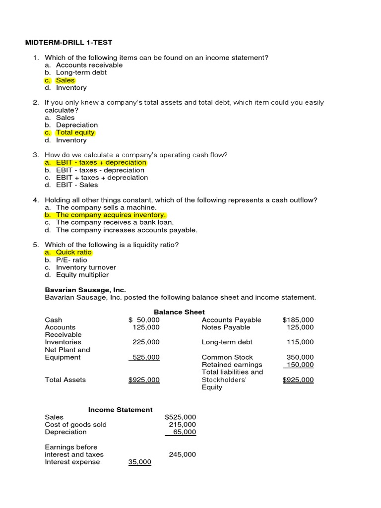 MIDTERM DRILL 1 TEST Answerists | PDF | Income Statement | Cash Flow ... MIDTERM DRILL 1 TEST Answerists | PDF | Income Statement | Cash Flow ...