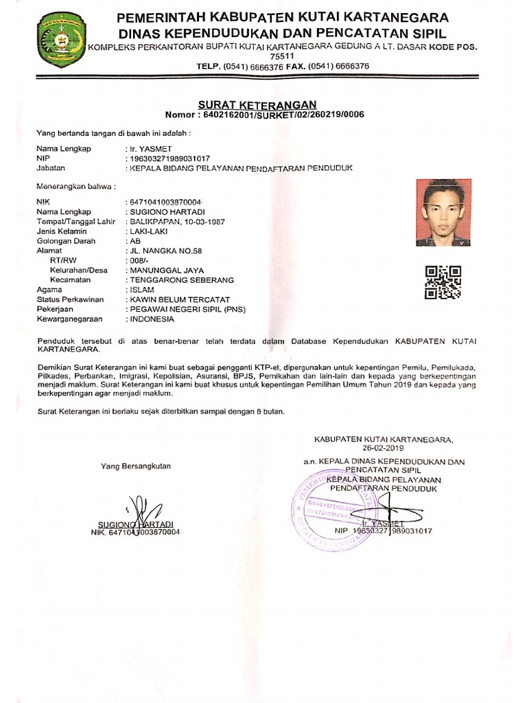 Surat Keterangan (KTP Sementara) | PDF