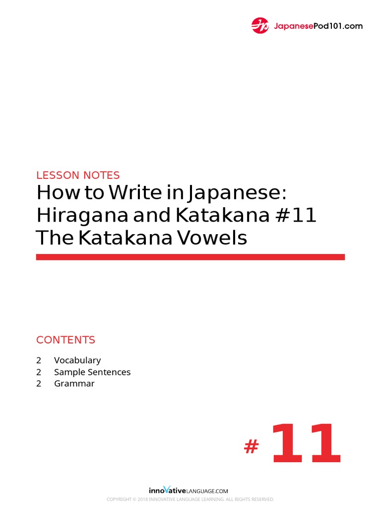 LESSON NOTES How To Write in Japanese Hiragana and Katakana #11 The ...