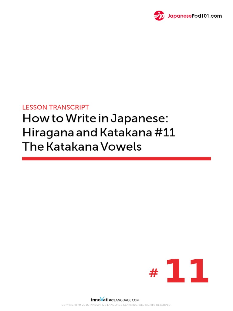 LESSON TRANSCRIPT How To Write in Japanese Hiragana and Katakana #11 ...