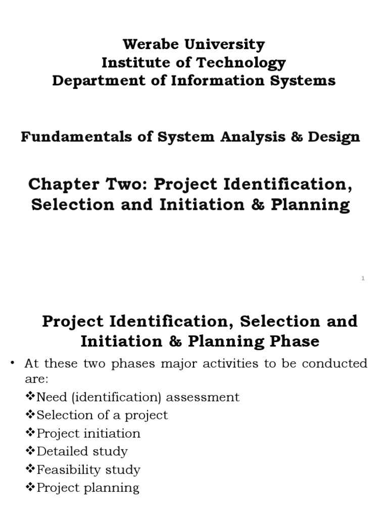 Chapter Two: Project Identification, Selection and Initiation ...