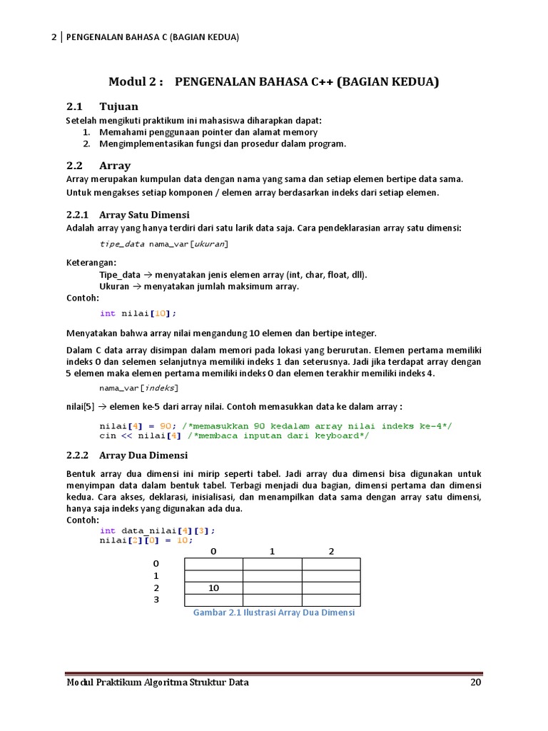 Modul 2 Array, Pointer Dan ADT | PDF