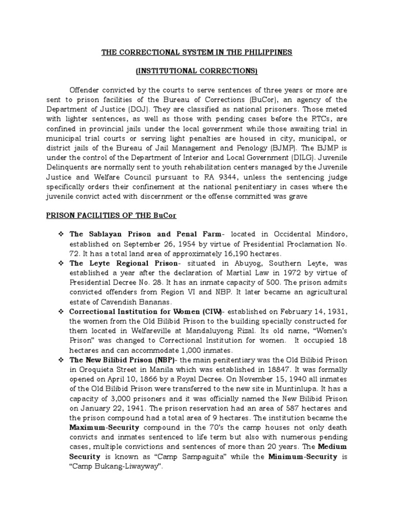 Overview of the Philippine Correctional System | PDF | Pardon | Probation