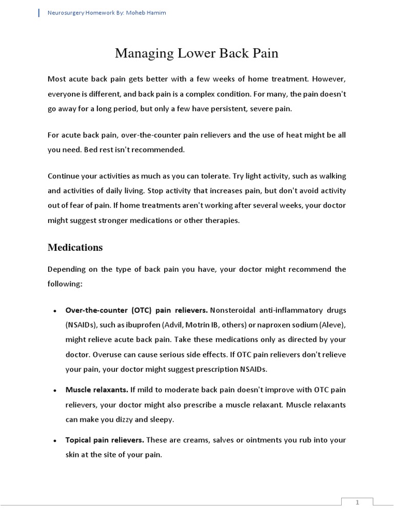 Managing Lower Back Pain | PDF | Analgesic | Pain