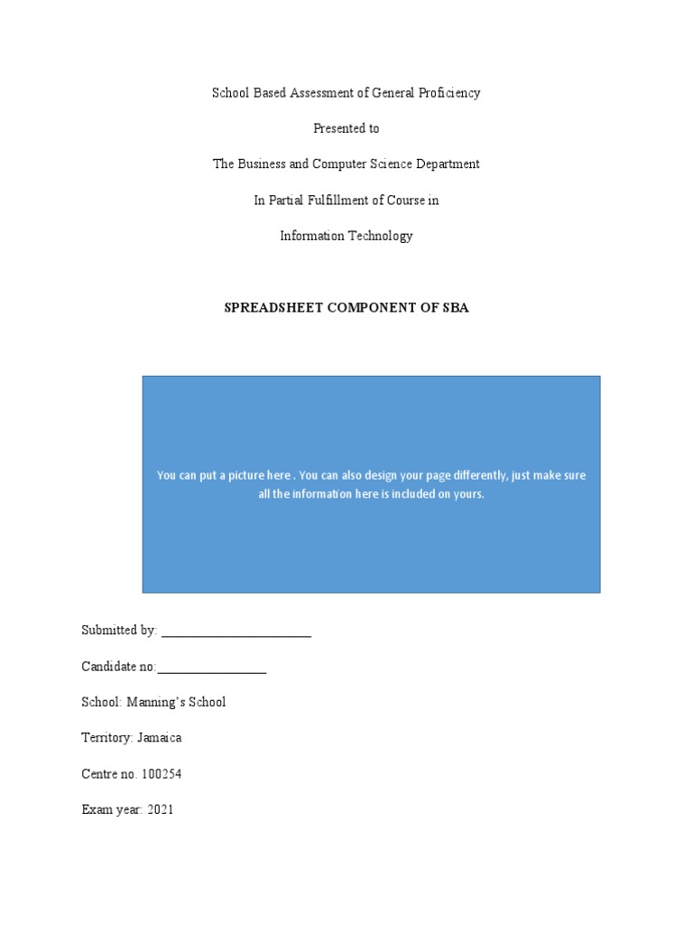 Spreadsheet Component of Sba | PDF