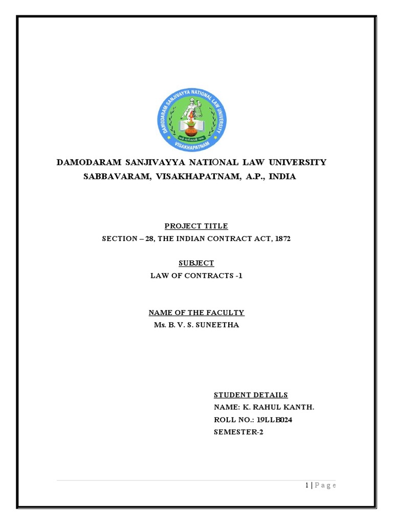 Section - 28 Contracts Act | PDF | Guarantee | Restraint Of Trade