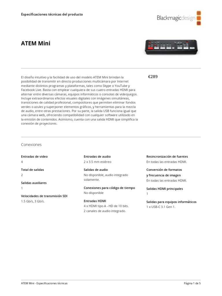 Manual de Atem Mini | PDF | Hdmi | USB