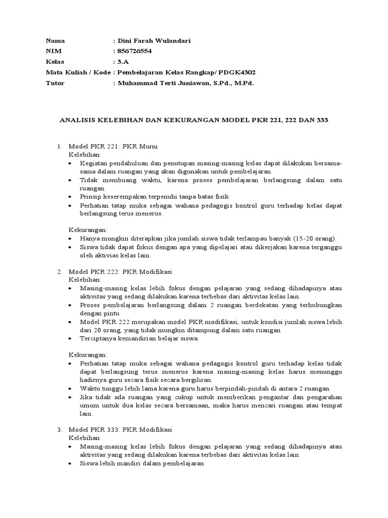 Analisis Model PKR 221 dan 222 | PDF