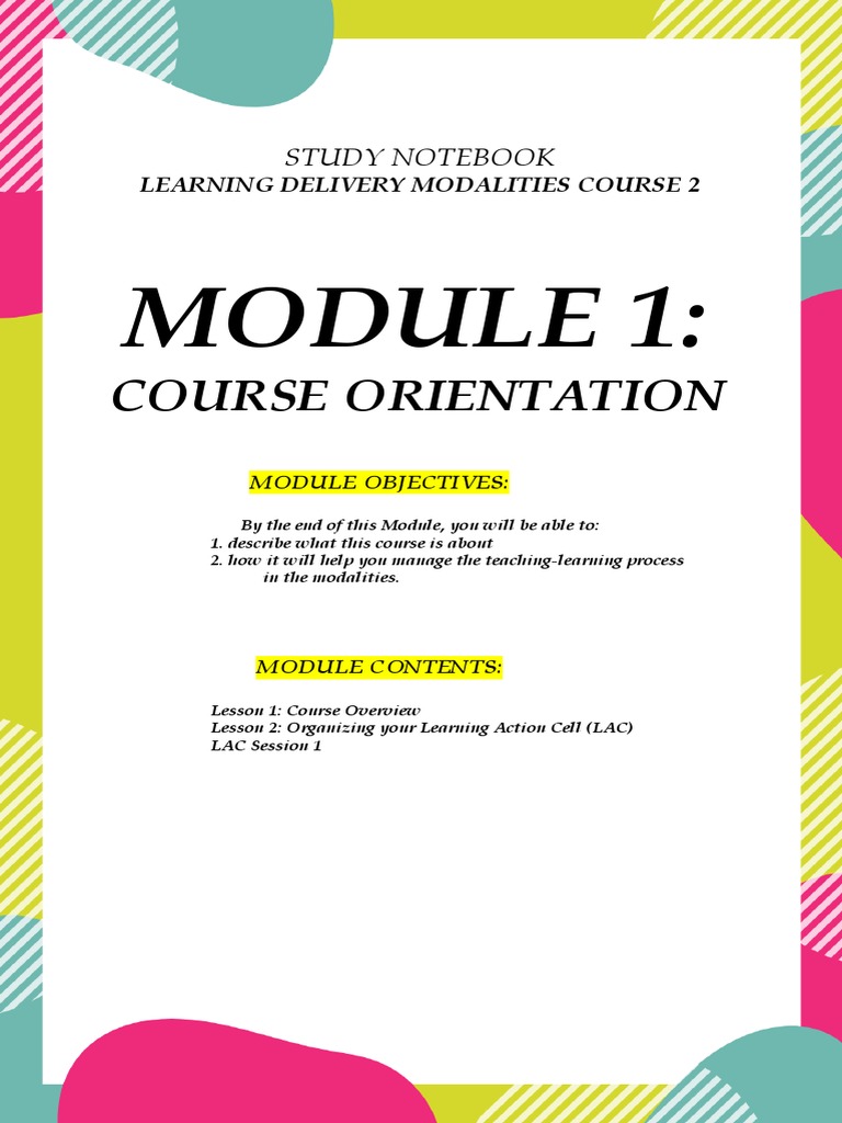 Course Orientation: Study Notebook | PDF | Learning | Teachers