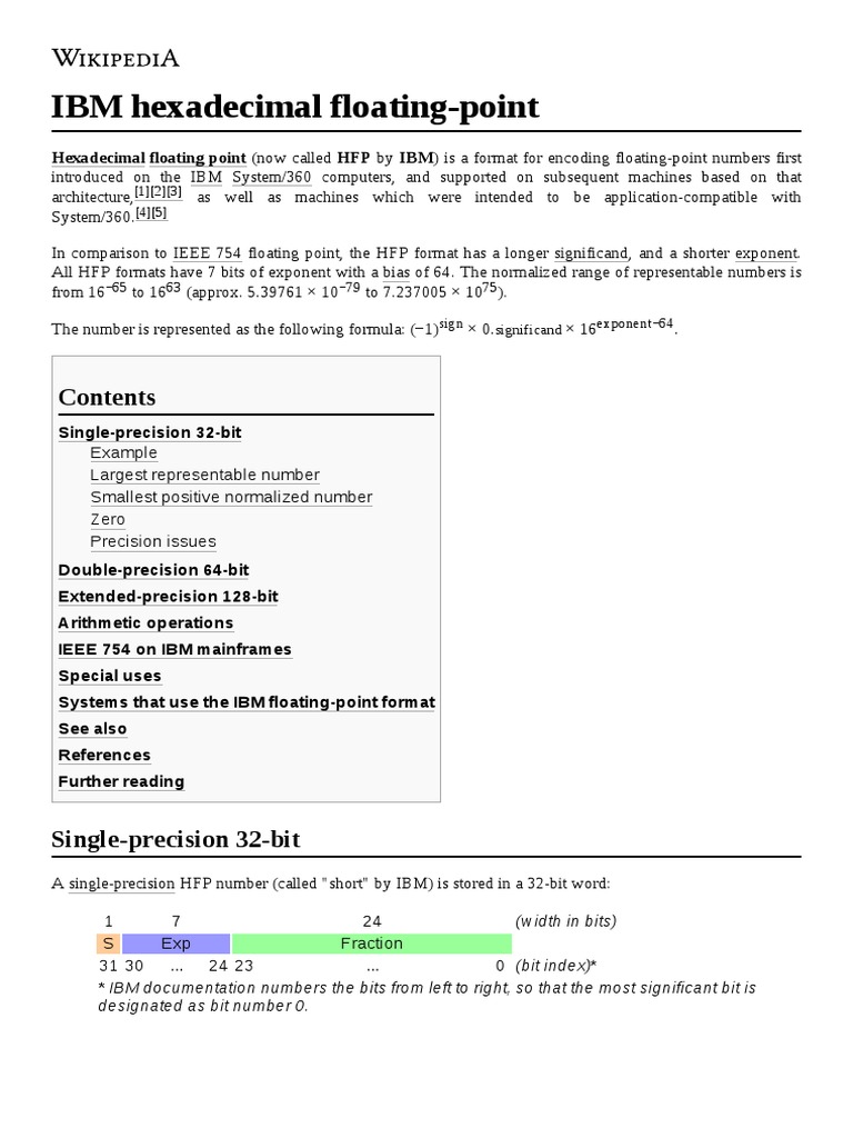 Ibm Hexadecimal Floating Point Width In Bits Pdf Theory Of 6512