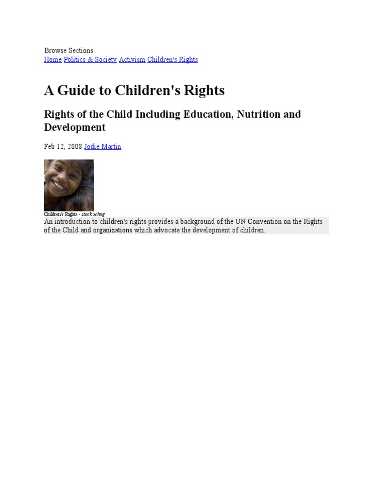 A Guide To Children's Rights: Rights of The Child Including Education ...