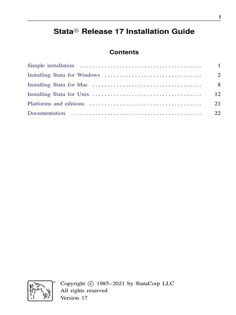 Stata Release 17 Installation Guide | PDF | Command Line Interface ...