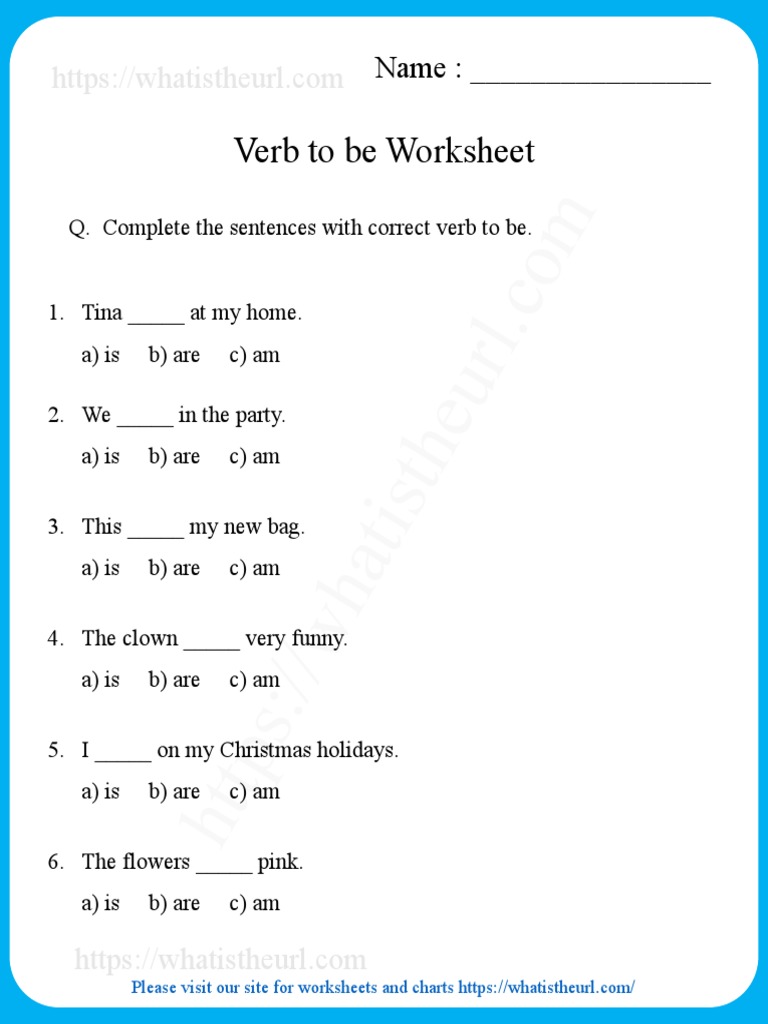 Grade 2 Verb To Be Worksheet | PDF