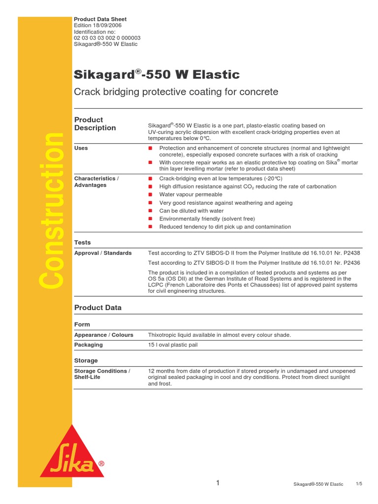Sikagard 550 W Elastic | PDF | Concrete | Water