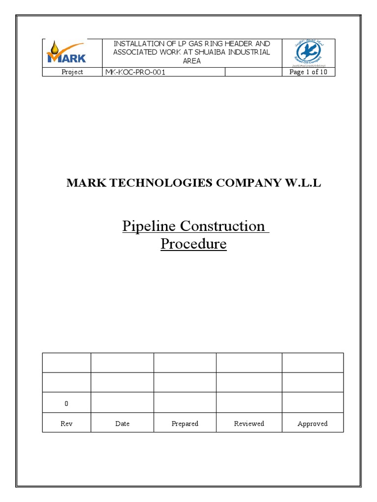 Pipeline Construction Procedure-1 | PDF | Pipeline Transport | Pipe (Fluid Conveyance)
