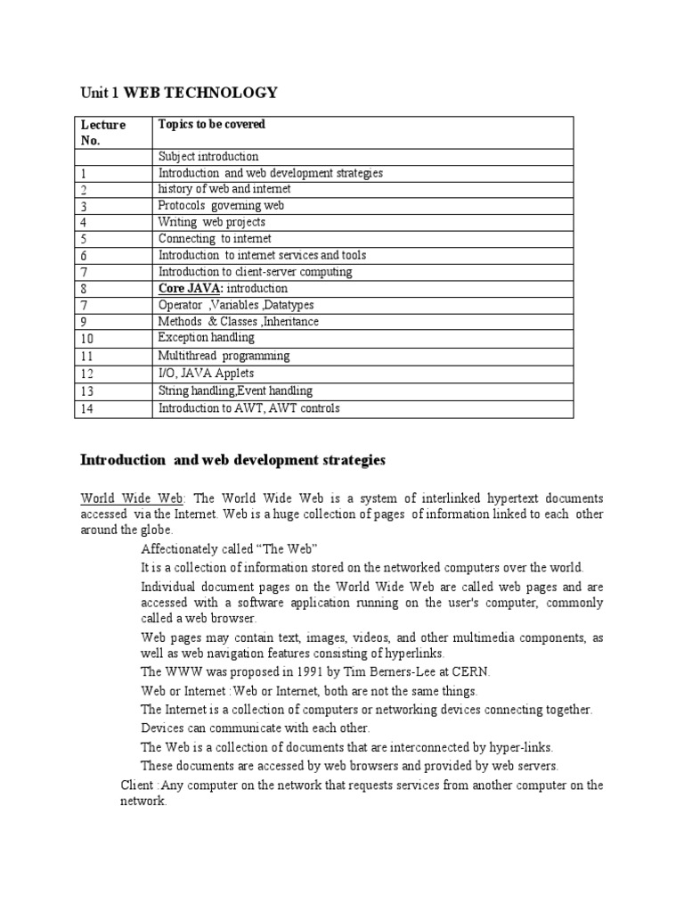 Unit 1 Web Technology: Introduction and Web Development Strategies | PDF | Digital Subscriber ...