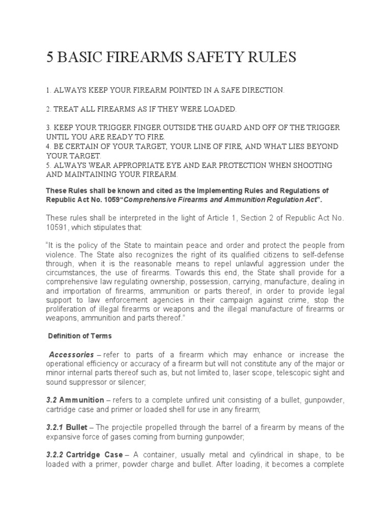 5 Basic Firearms Safety Rules | PDF | Cartridge (Firearms) | Firearms