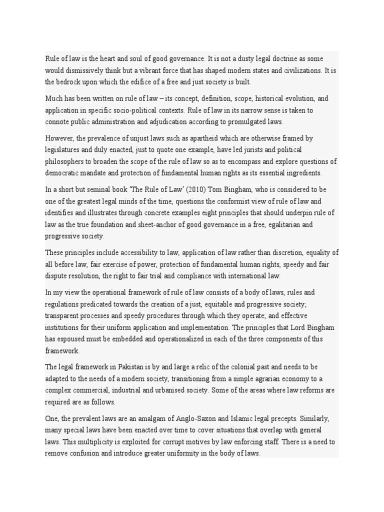 Rule of Law Governance | PDF | Rule Of Law | Egalitarianism