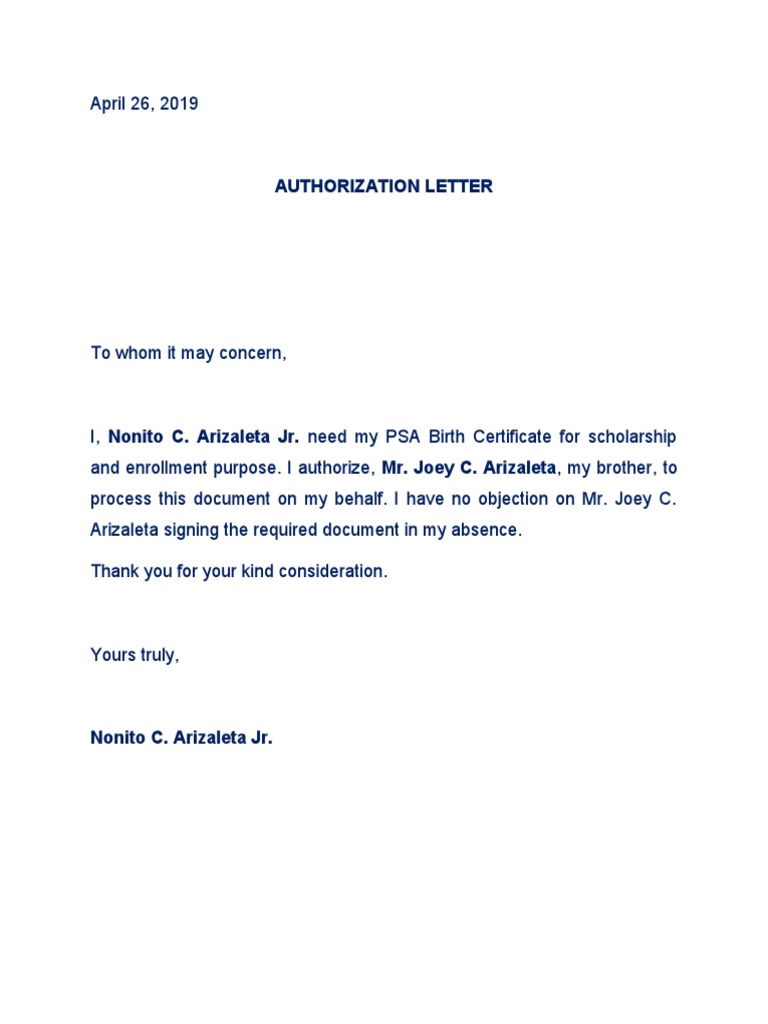 Auhtorization Letter | PDF