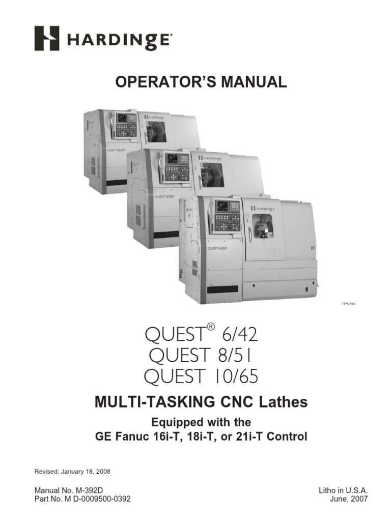 Quest 6/42 QUEST 8/51 QUEST 10/65: Operator'S Manual | PDF ...