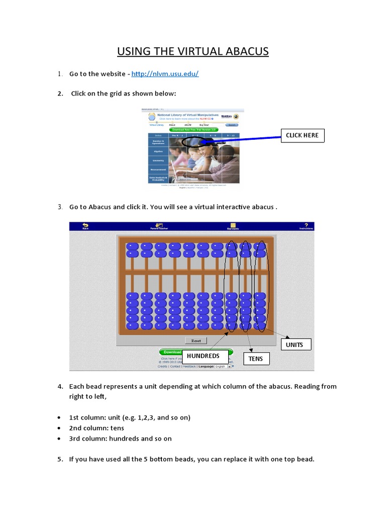 Using The Virtual Abacus: Click Here | PDF