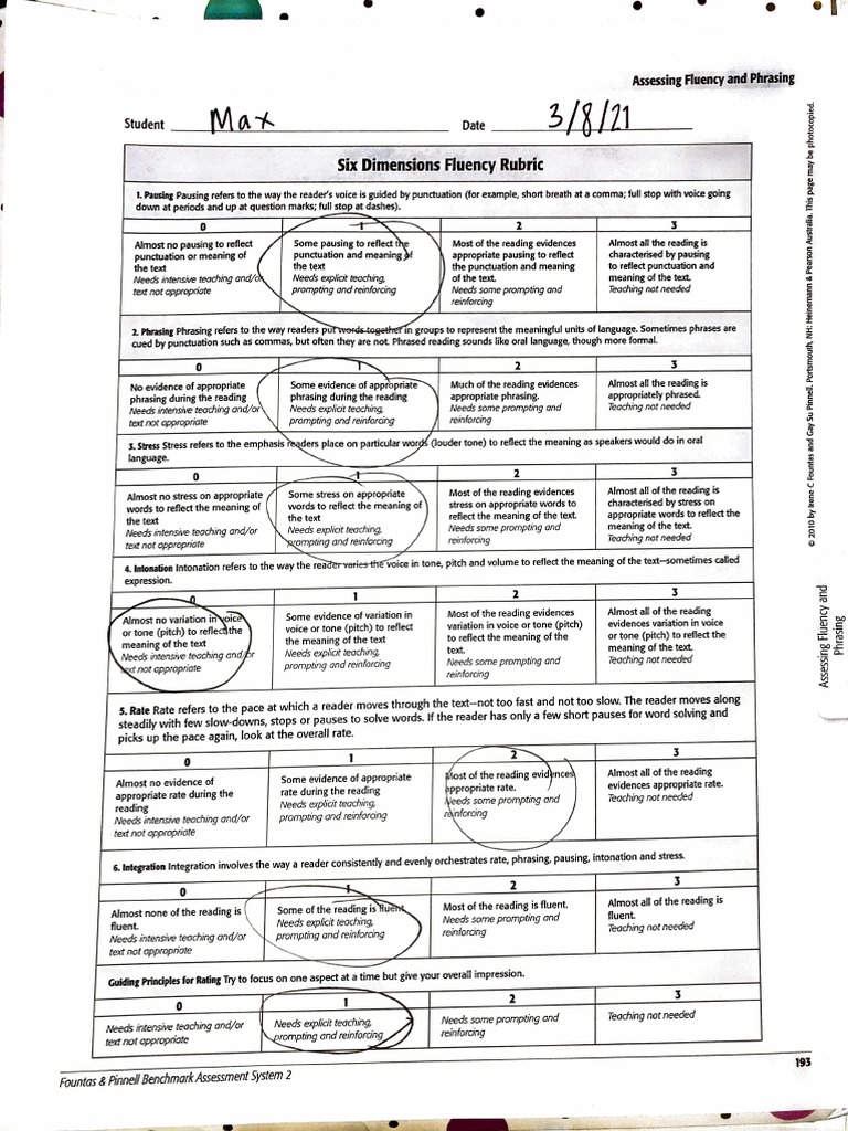 V.,M Oo - ,: Six Dimensions Fluency Rubric | PDF | Punctuation | Human ...