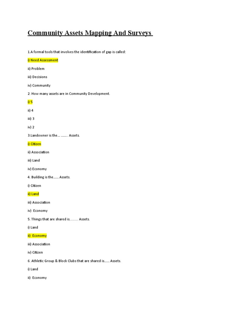 Community Assets Mapping and Surveys | PDF | Community | Psychology