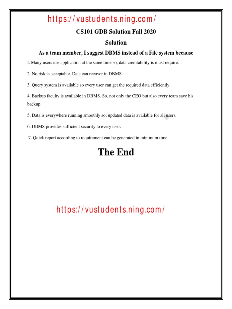 CS101 GDB Solution Fall 2020 | PDF