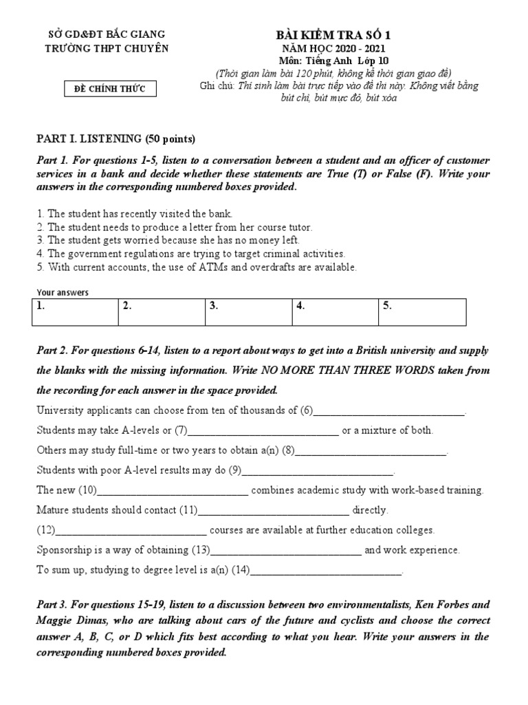 Đề ktra số 1 | PDF | Health Promotion | Learning Disability