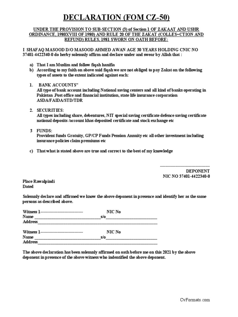 Declaration (Fom Cz-50) | Download Free PDF | Punjab | Software