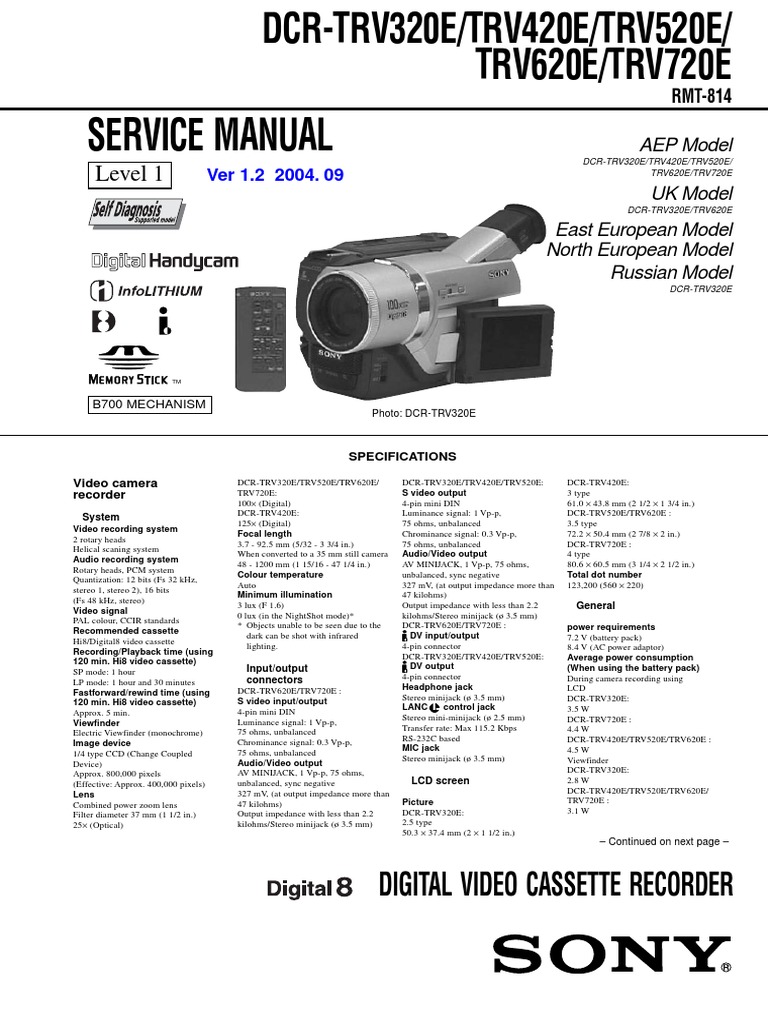 Dcr-Trv320e Trv420e Trv520e Trv620e Trv720e 198 | PDF | Power Supply ...