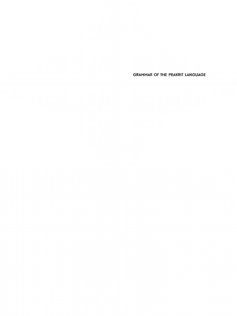 Grammar of The Prakrit Language | PDF