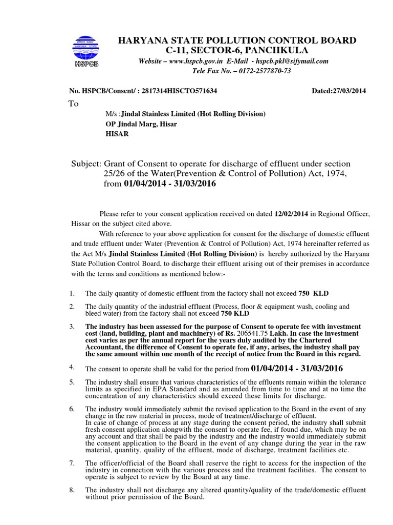 Haryana State Pollution Control Board C-11, Sector-6, Panchkula | PDF ...